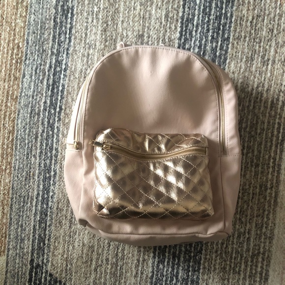 Bags | Pink And Gold Backpack | Poshmark